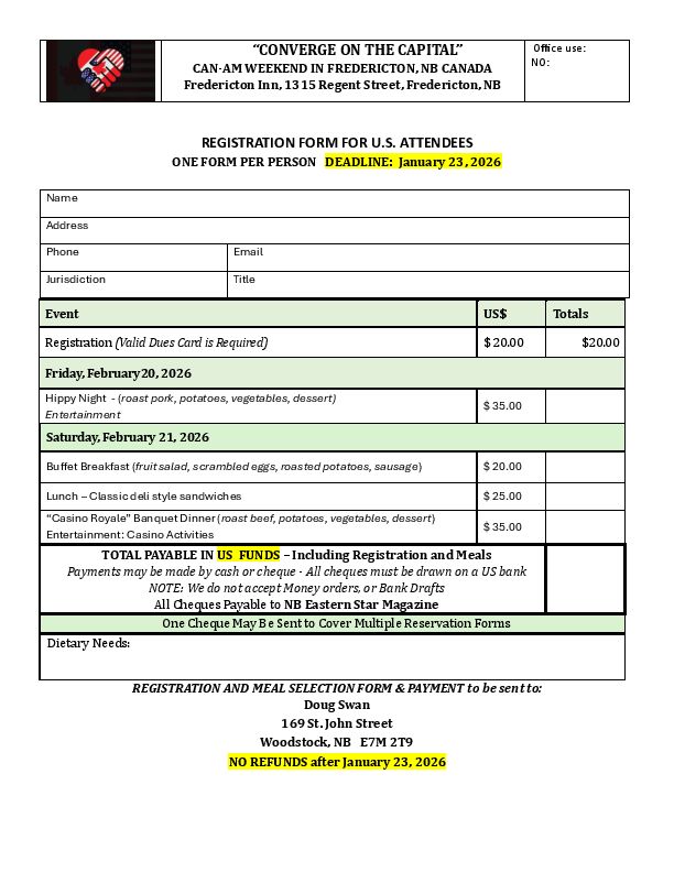 Special Events & News | Grand Chapter of New Brunswick